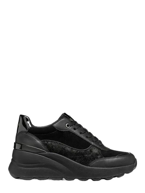 Geox Spherica Ec13 Patent-panelled Chunky Sneakers - Black