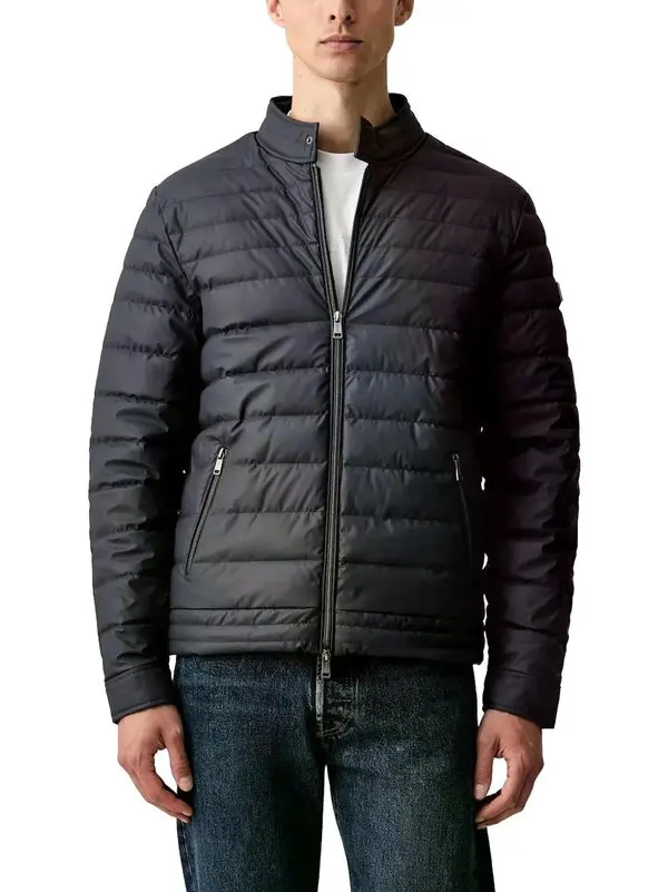 Guess Logo-patch Quilted Jacket - Blue