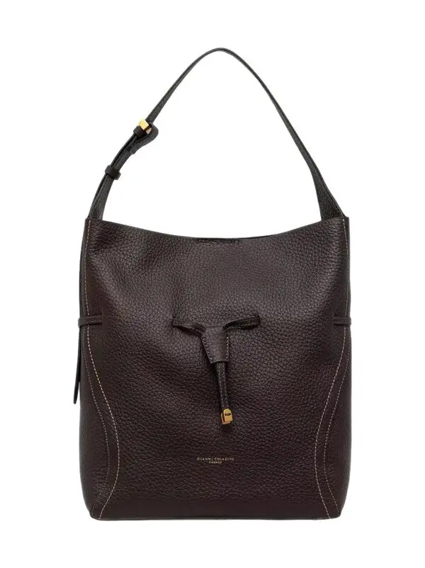 GIANNI CHIARINI Sienna Grained-leather Drawstring Shoulder Bag - Brown