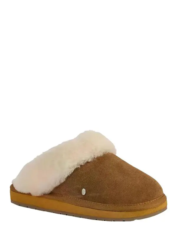EMU AUSTRALIA Shearling-trim Suede Slippers - Brown