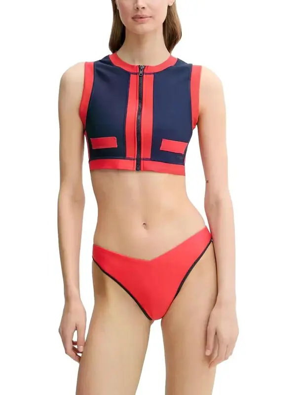Rip Curl Coco Zip-up Panelled Bikini Top - Blue