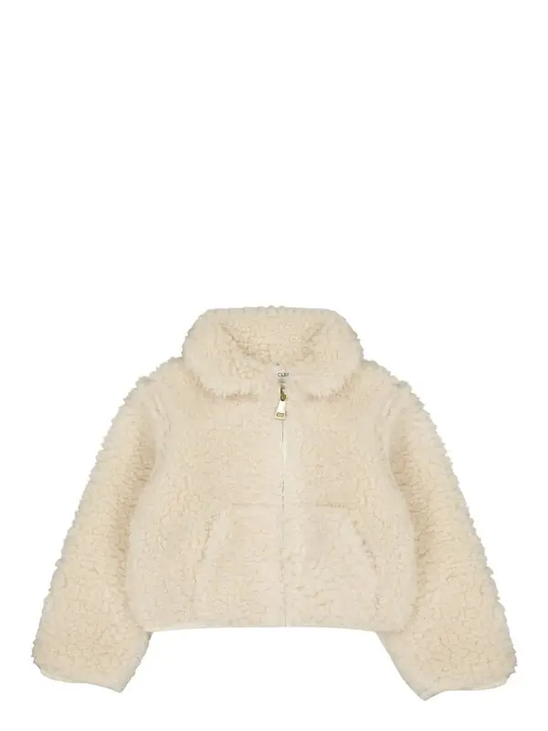Moncler Collar Teddy Fleece Cropped Jacket - No