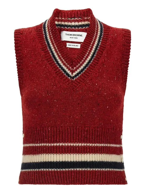 Thom Browne Hector Buttoned Knit Vest - Red