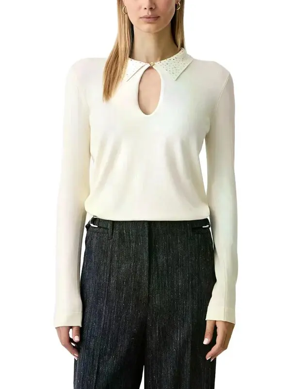 GAUDI Crystal-embellished Cut-out Sweater - Neutrals