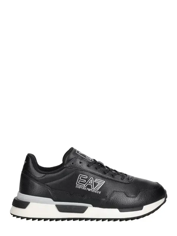 EA7 Logo-detail Panelled Sneakers - Black