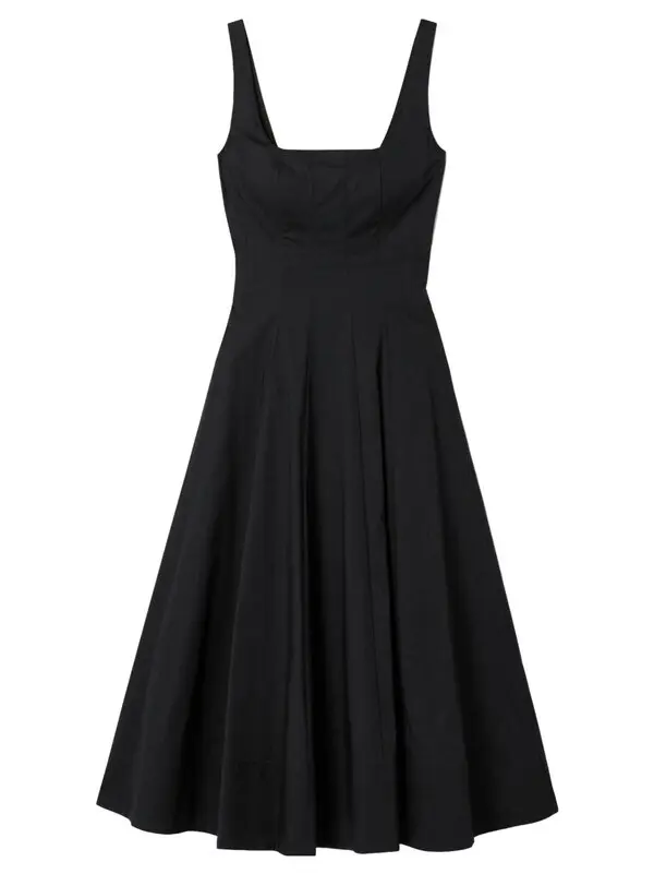 Staud Pleated Midi Dress - Black