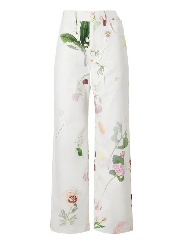 Oscar De La Renta Floral-print High-rise Straight-leg Jeans - No