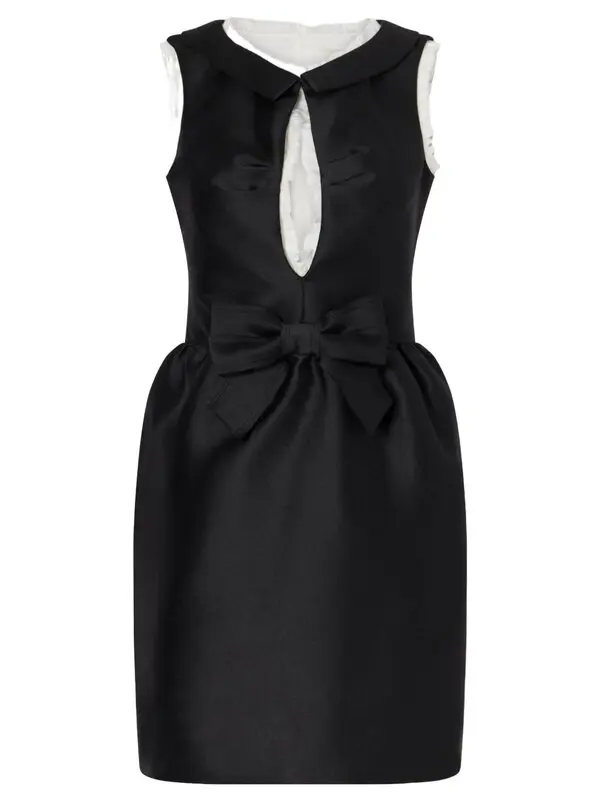 SHUSHU/TONG Bow-detailed Silk-trimmed Crepe Mini Dress - Black