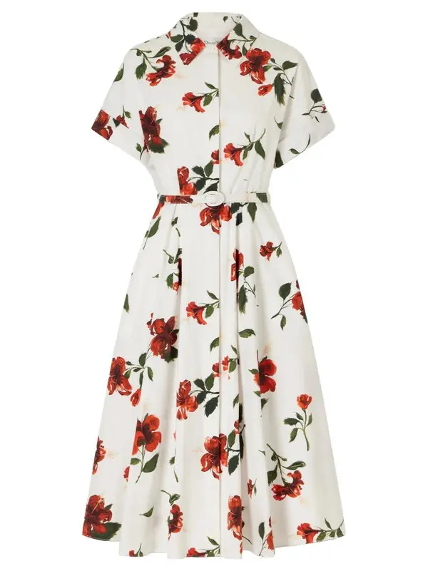 Oscar De La Renta Floral-print Cotton-poplin Midi Dress - No