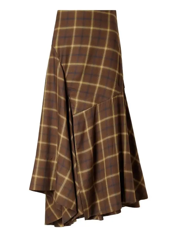 Co Slash Checked Crepe Midi Skirt - No