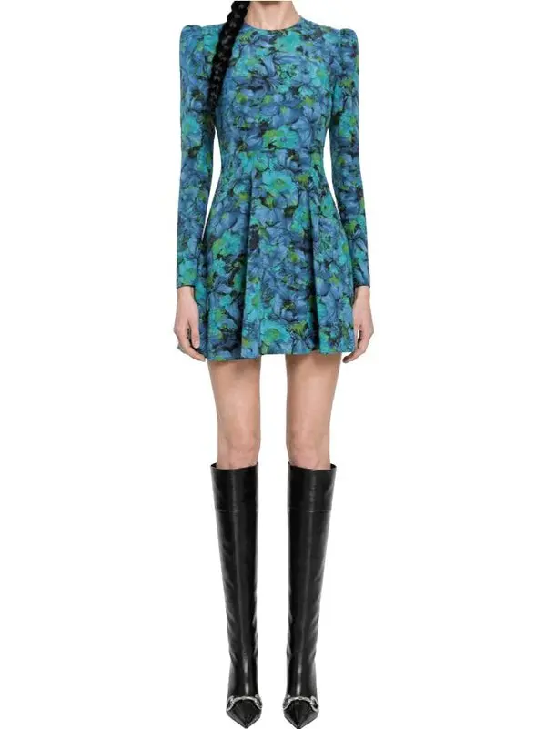 Gucci Long-sleeved Printed Dress - Azure/blue
