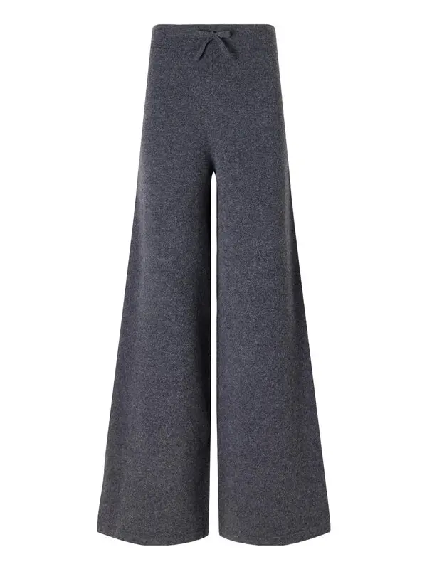 YVES SALOMON Drawstring Wool-blend Wide-leg Pants - Black