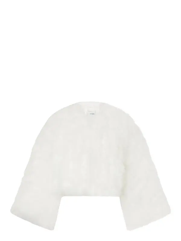 YVES SALOMON Cropped Feather-trimmed Satin Cape - No