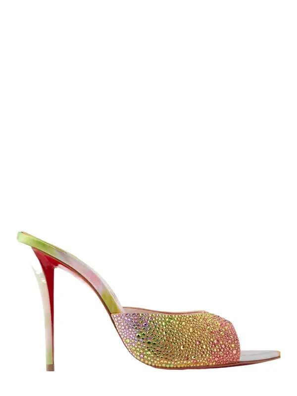 CHRISTIAN LOUBOUTIN Embellished Satin Mules - Multicolor