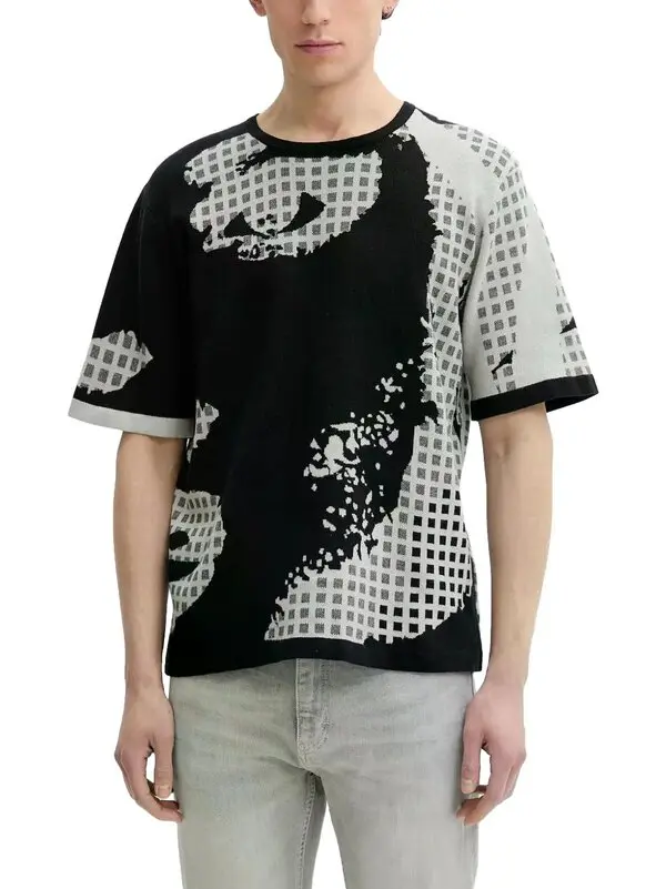 Desigual Graphic-print Jacquard T-shirt - Black