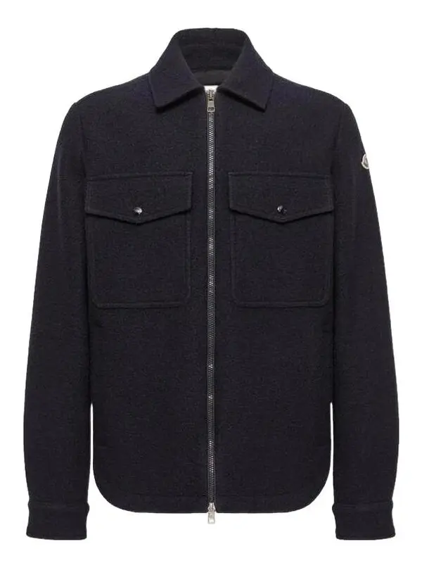Moncler Zip-up Wool Shirt Jacket - Navy