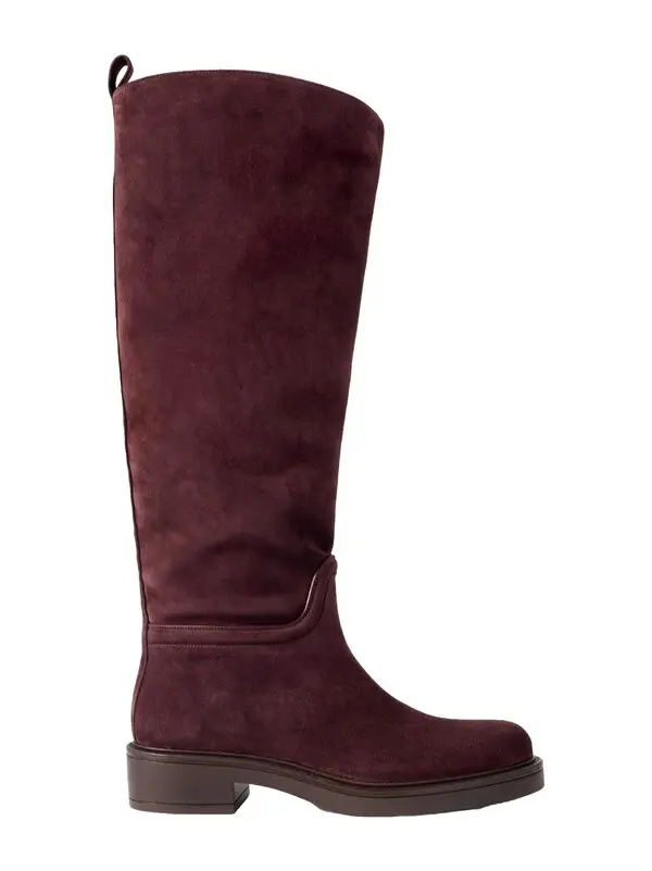 STUART WEITZMAN Celia Suede Knee Boots - Red