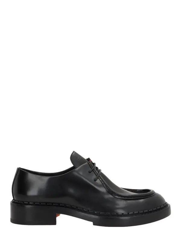 Santoni X 10 Corso Como Leather Derby Shoes - Black
