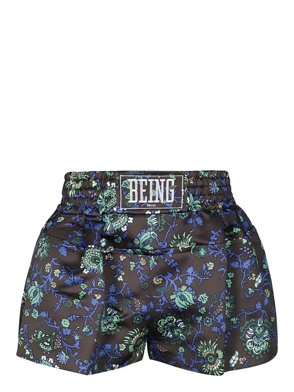 Sacai Being Floral Print Shorts - Black