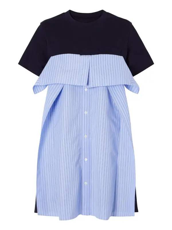 Sacai Ruffled Poplin Mini Dress - Blue