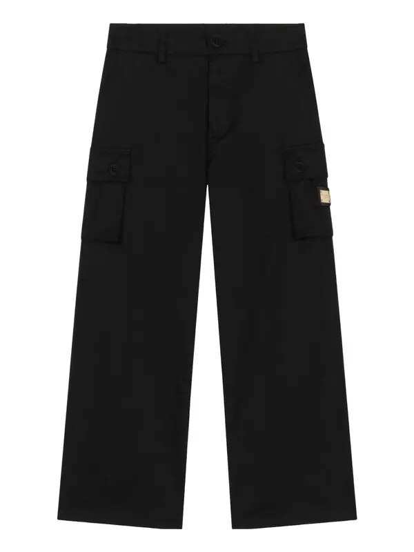 Dolce & Gabbana Stretch Gabardine Cargo Pants With Branded Tag - Black