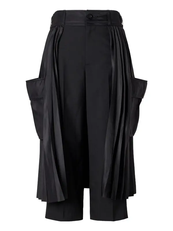 Sacai Pleated-overlay Cropped Trousers - No
