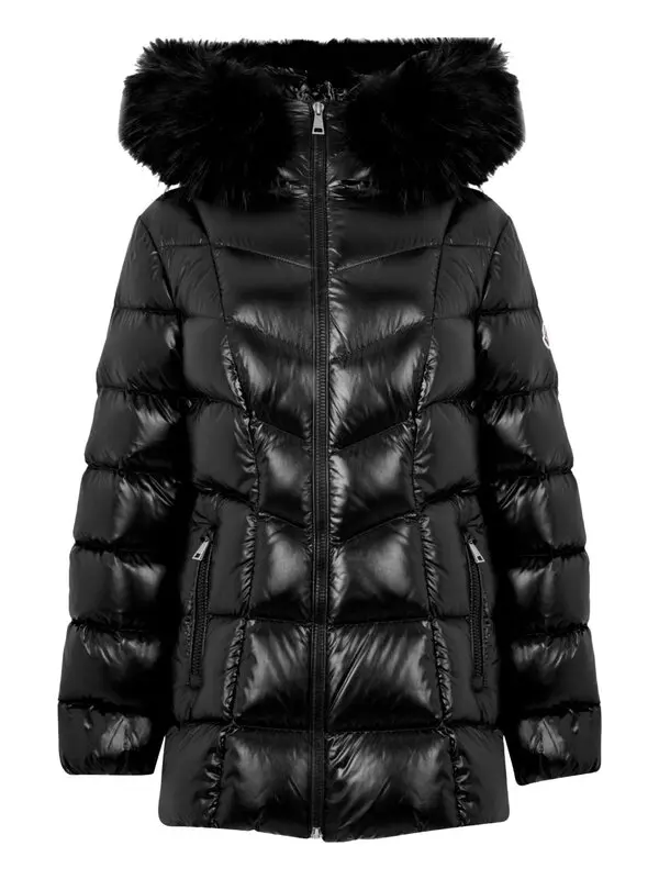 Moncler Shiny Hooded Puffer Coat - Black