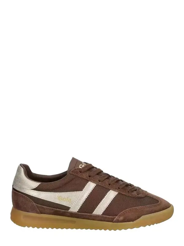 Gola Suede-panelled Metallic-trim Sneakers - Brown