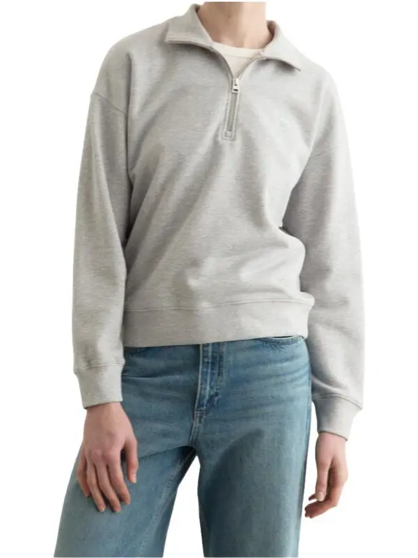 Maison Kitsuné Half-zip Embroidered Sweatshirt - Light Gray
