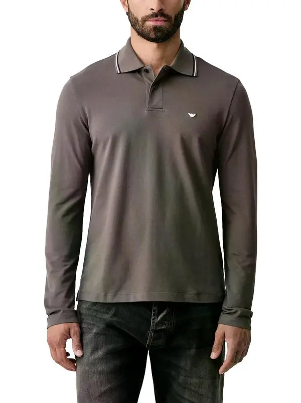 Emporio Armani Long-sleeve Polo Shirt - Grey
