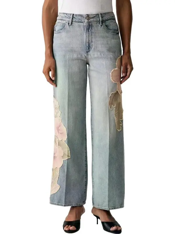 Guess Floral-motif Patchwork Jeans - Blue