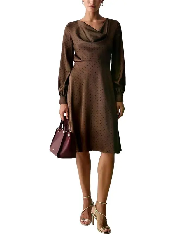FRACOMINA Polka-dot Cowl-neck Midi Dress - Brown