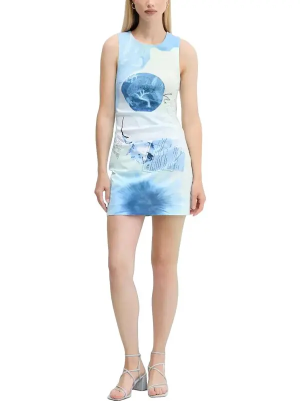 Desigual Collage Printed Sleeveless Mini Dress - Blue
