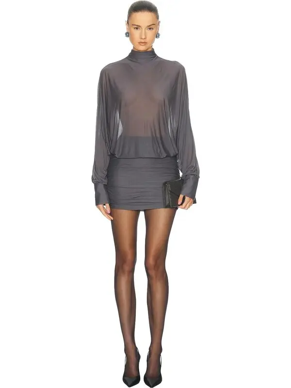 SEROYA Jensine Dress In Grey - Carbon