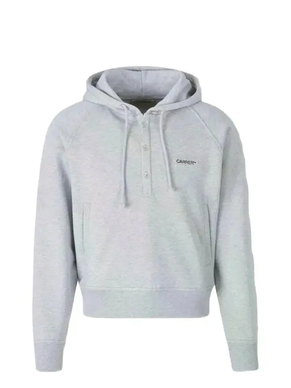 CARRER Kyd Raglan-sleeve Button-fastening Hoodie - Grey