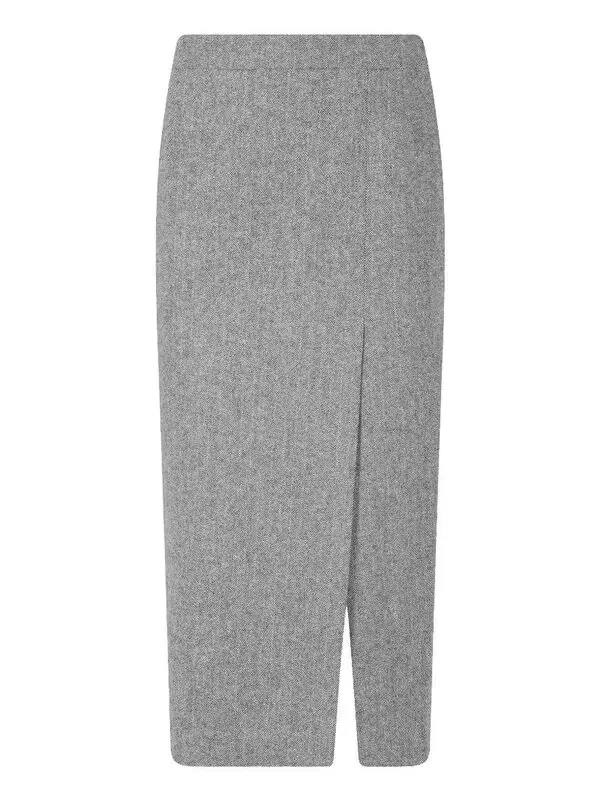 ISABELLE BLANCHE Herringbone Wrap Midi Skirt - Grey
