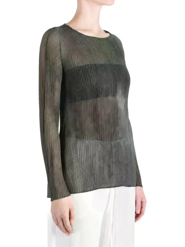 Issey Miyake Pleated Semi-sheer Top - Grey