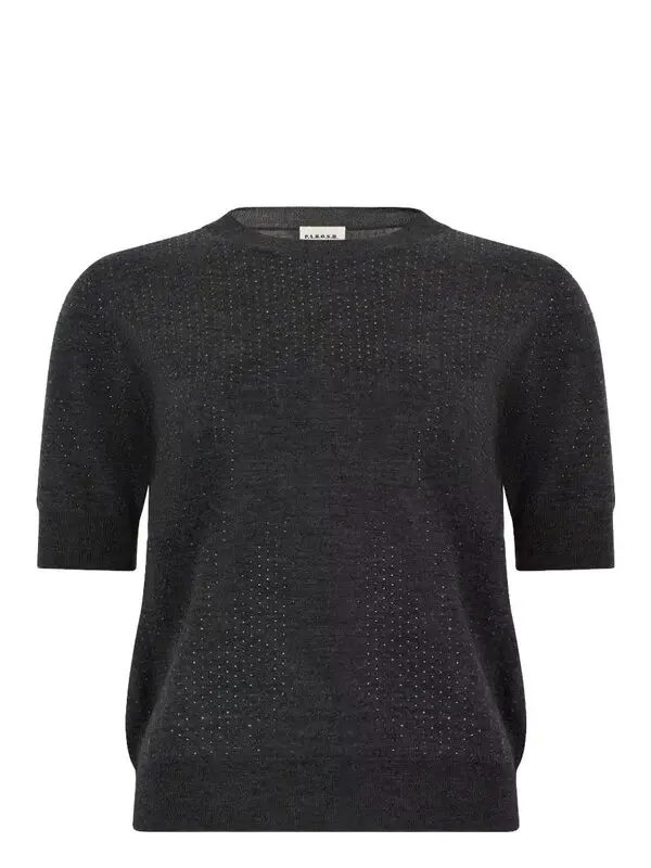 P.a.r.o.s.h Crystal-embellished Short-sleeve Sweater - Grey
