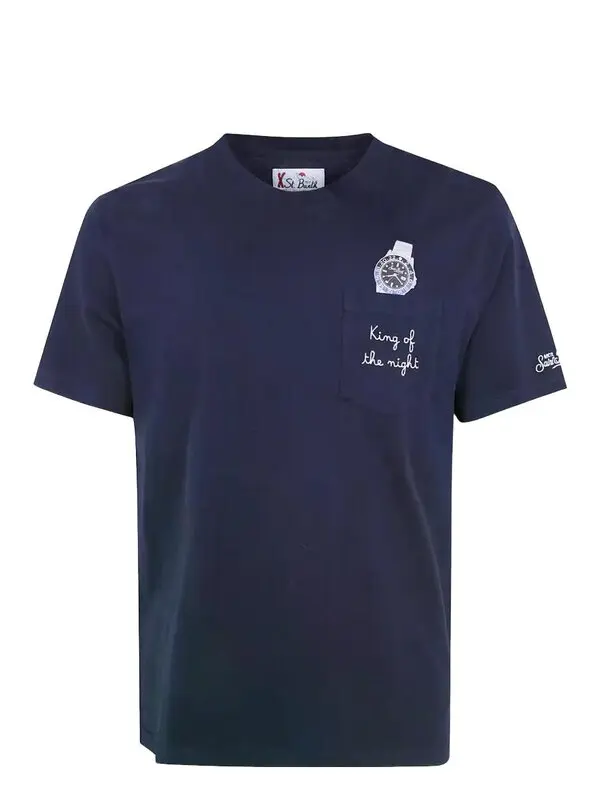 MC2 SAINT BARTH Austin Embroidered Chest-pocket T-shirt - Blue