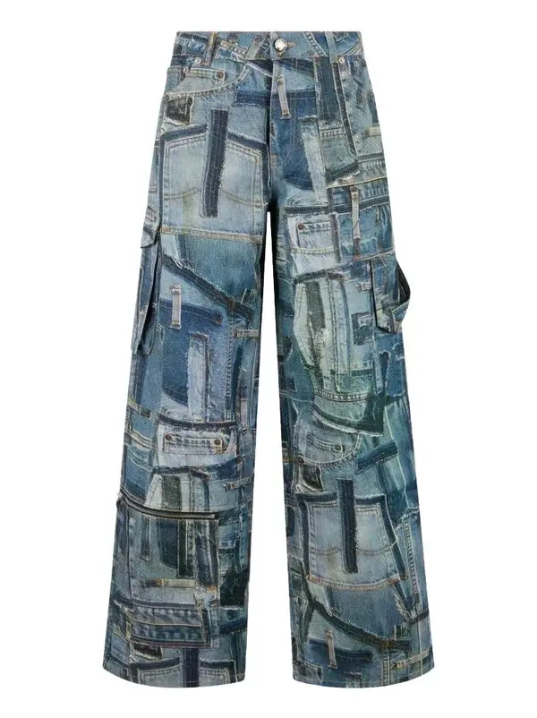 Roberto Cavalli Patchwork Cargo Pants - Blue