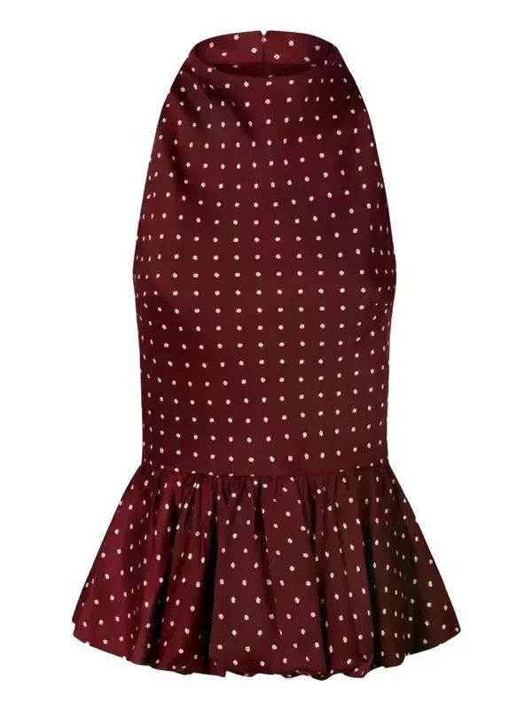 ROTATE BY BIRGER CHRISTENSEN Dot Peplum Halterneck Top - Red
