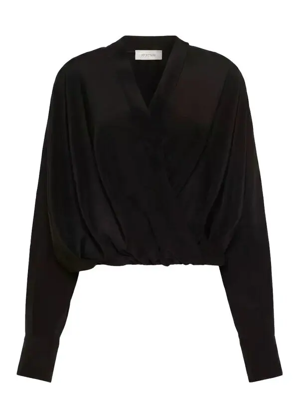 Sportmax Wrap-style Silk Shirt - Black