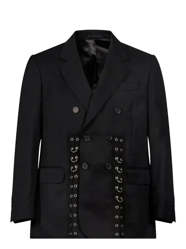 Simone Rocha Eyelet-embellished Double-breasted Blazer - Black