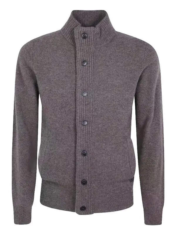 Barbour Button-up Elbow-patch Sweater - Grey