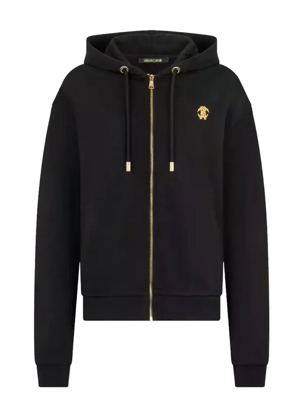 Roberto Cavalli Flaming Rose Zip-up Hoodie - Black