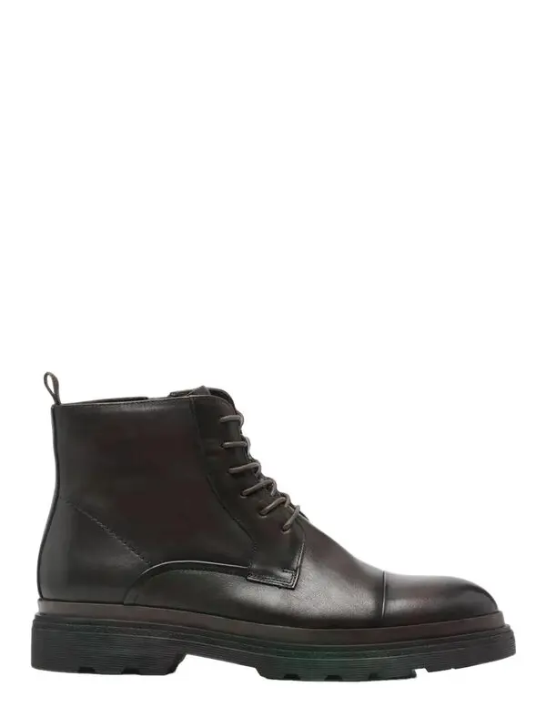 SERGIO MORETTI FIRENZE Lace-up Leather Biker Boots - Brown