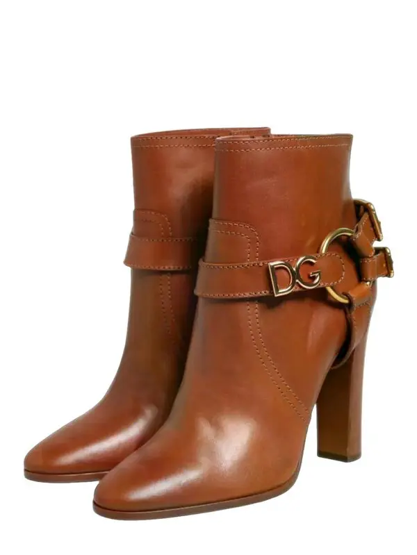 Dolce & Gabbana Dg Logo Buckle Ankle Boots - Brown