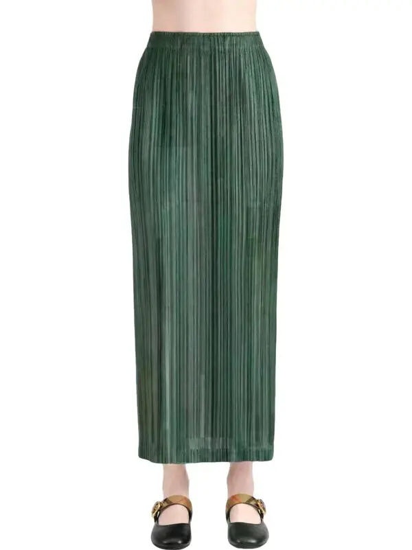 Issey Miyake Thicker Bottoms 2 Pleated Midi Skirt - Green