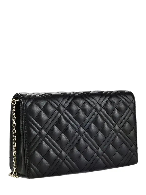 Moschino Quilted Logo-plaque Shoulder Bag - Black