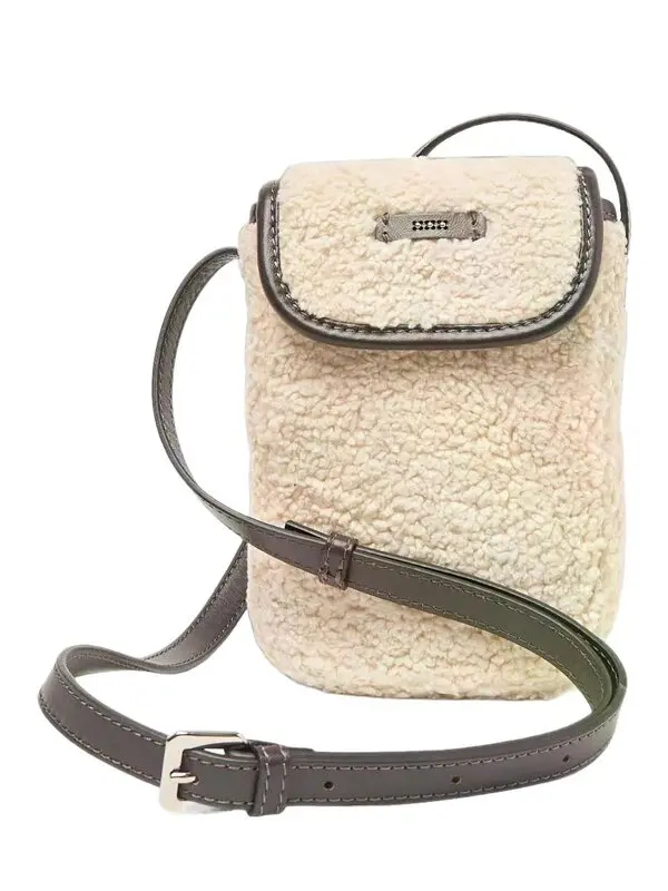 Peserico Fleece-texture Leather-trim Crossbody Bag - Neutrals